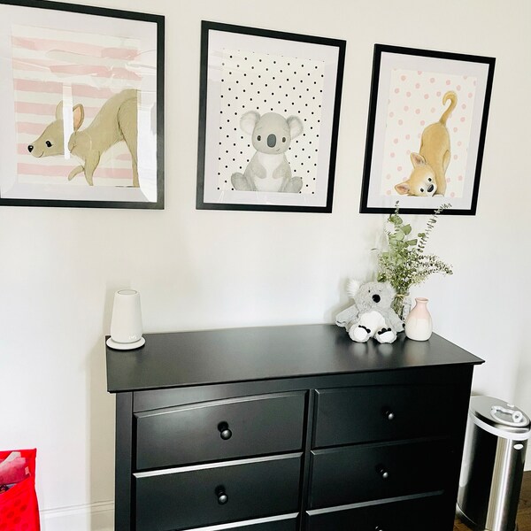 Australian Animal Print Set / Kangaroo Joey, Echidna Puggle, Wombat ...