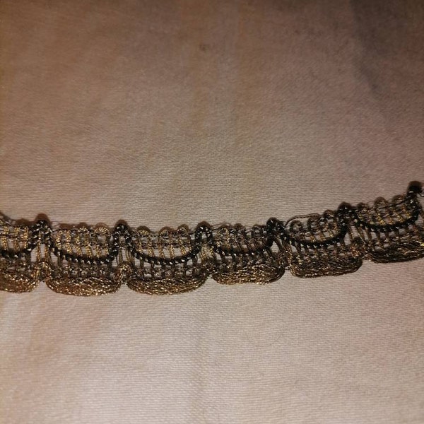 Antique Vintage Gold Metal Mesh Trim 1/8" Spreadable for Beading Ruche ...