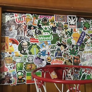 10-200 PCS Vinyl Waterproof Weed Stickers for Adults Cool Funny DIY ...