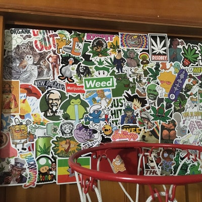 10-200 PCS Vinyl Waterproof Weed Stickers for Adults Cool Funny DIY ...