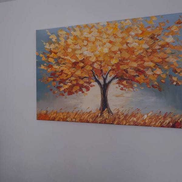 Original Colorful Flower Oil Painting on Canvas, Abstract Blossom ...