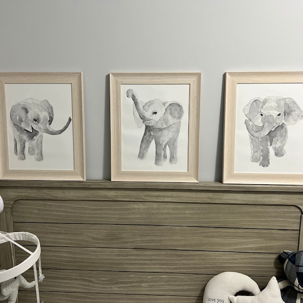 Elephant Print Wall Art, Elephant Art Print, Elephant Nursery Wall Art ...
