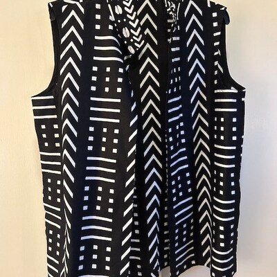 Unisex Gye Nyame African Mudcloth Duster, Loosefitting, Unlined, Long ...