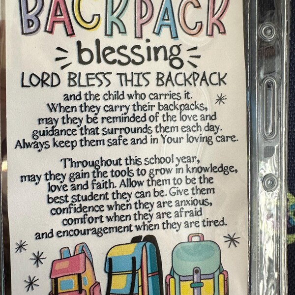 Backpack Blessing Kit, Back to School Blessing, Backpack Prayer, First ...
