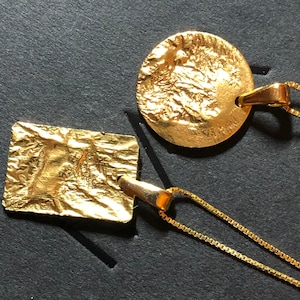 Square Medallion Necklace Gold Rectangle Pendant Necklace - Etsy