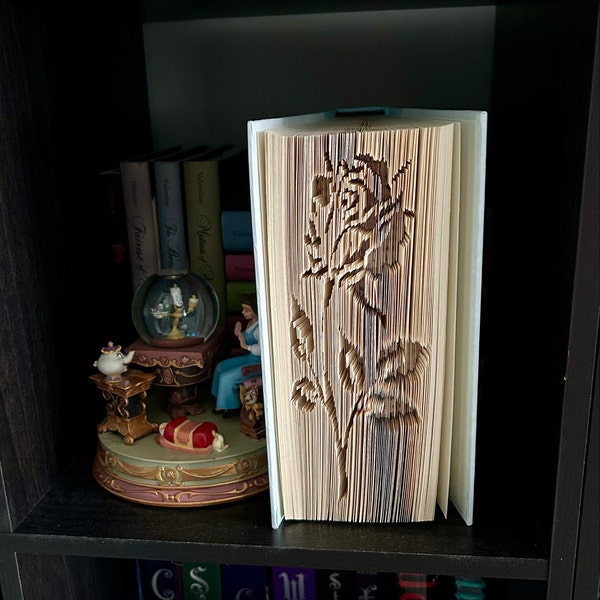 Rose Flower: Book Folding Pattern, Instruction DIY Folded Book Art, Cut ...