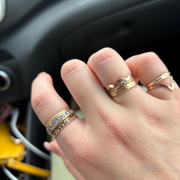 SET A 14k Gold Filled Stack Ring Set , Handmade Stackable Rings Set, 3 ...