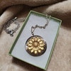 Gold Sunflower Locket Vintage Style Garden Wedding Bridesmaid Gift Boho ...