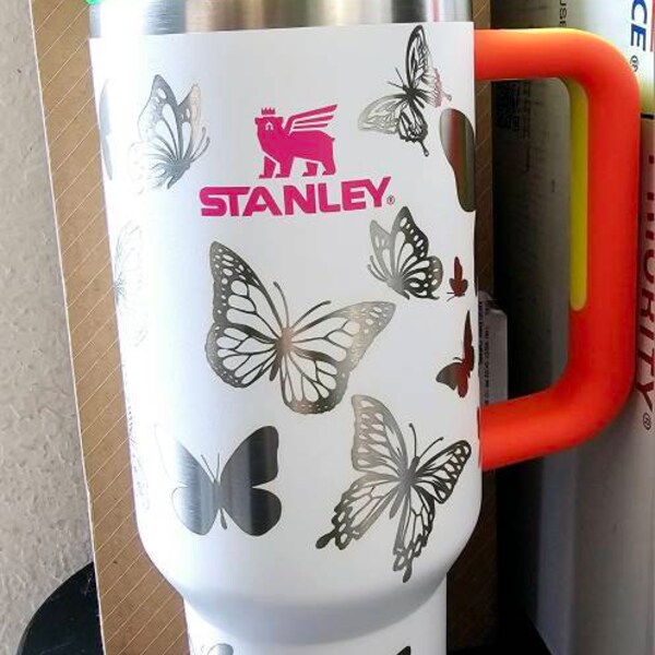 Stanley Butterfly Pale Lime Green 40oz Custom Laser Engraved Authentic ...