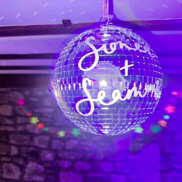 Personalised Disco Ball - Vinyl Lettering - Birthday Disco Ball - Disco ...