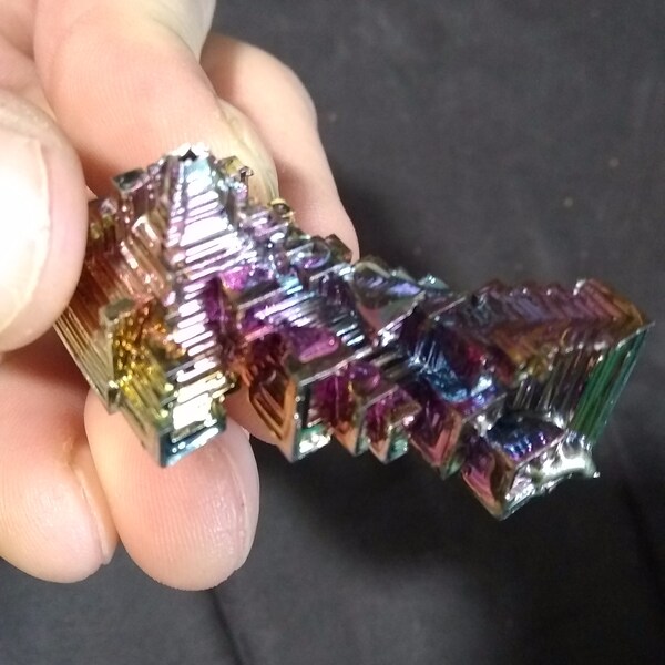 Pink & Gold Bismuth Crystal: Iridescent Mineral Specimen, USA Crafted ...