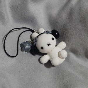 Headphone Miffy With Bows Phone Keychain Charm Handmade Polymer Clay ...