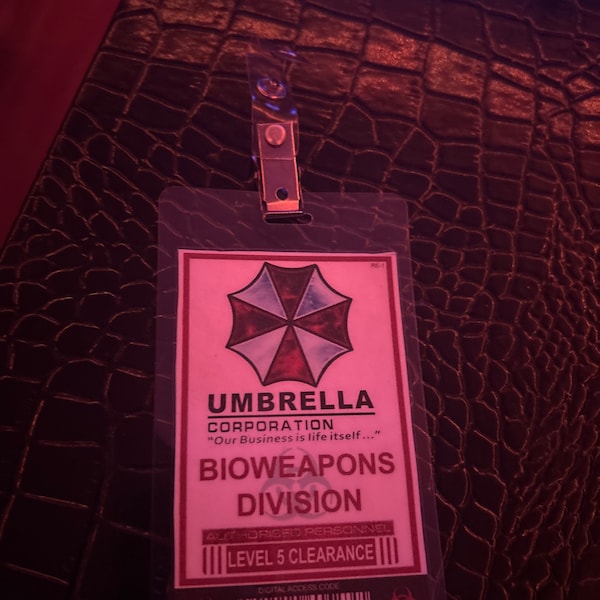 Resident Evil Umbrella Corporation Bioweapons Division ID Card Badge Cosplay Costume Name Tag ...