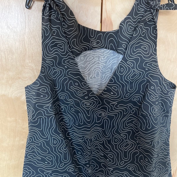 Abstract Fabric - Black and White Stripes Wave Elevation Topographic ...