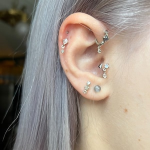 Birthstone Piercing, Tragus Earring, Personalized Jewelry, Birthstone ...