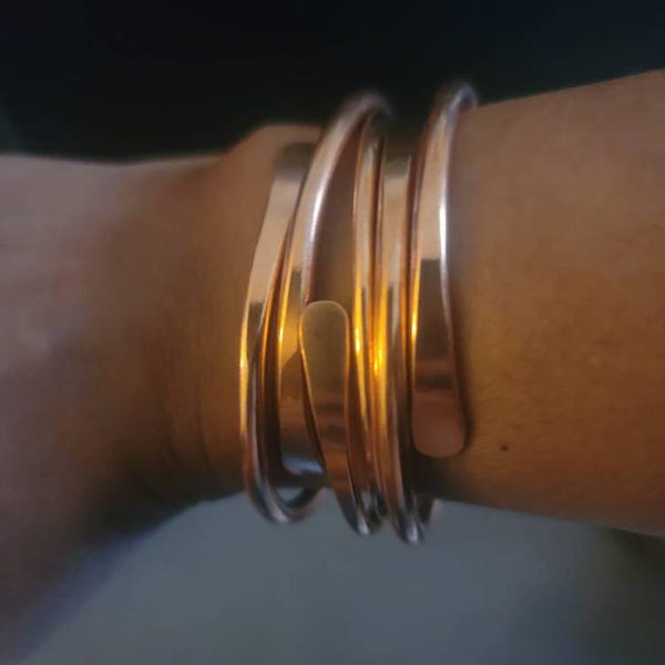 Copper Bangle, Overlapping Bangle, Six Gauge Copper Bangle, Smooth Copper Bangle, Arthritis ...
