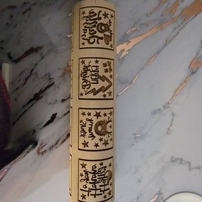 CHRISTMAS SQUARE Rolling Pin, Embossing Rolling Pin, Engraved Rolling ...