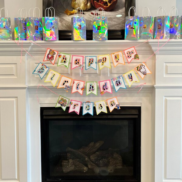 Lisa Frank Birthday Banner, Lisa Frank Party Supplies, Rainbow Birthday ...