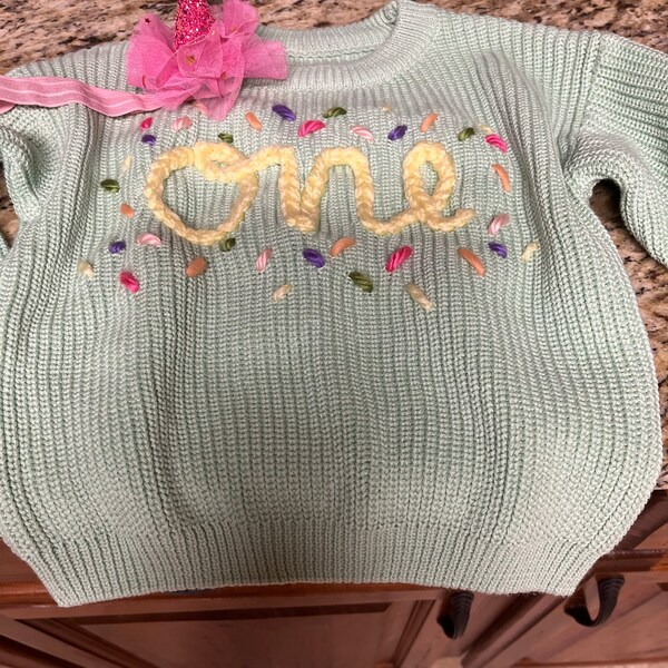 Cream Custom Hand Embroidered Sweater - Etsy