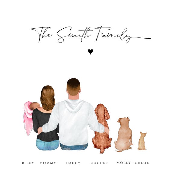 Custom Portrait Family Print, Personalized Gift for Family, Our Family ...