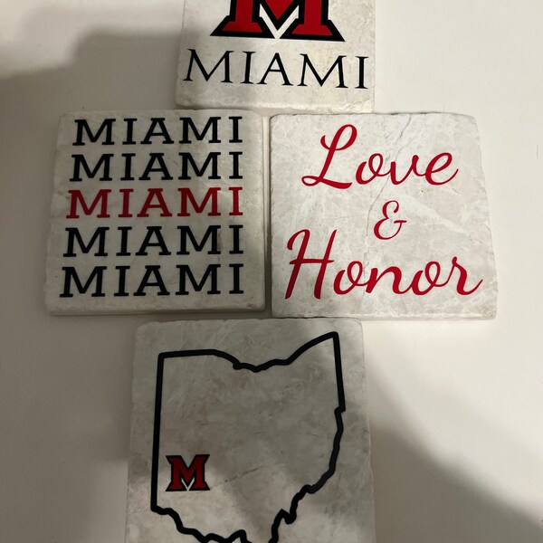 Miami University Coasters, Miami University Gift - Etsy