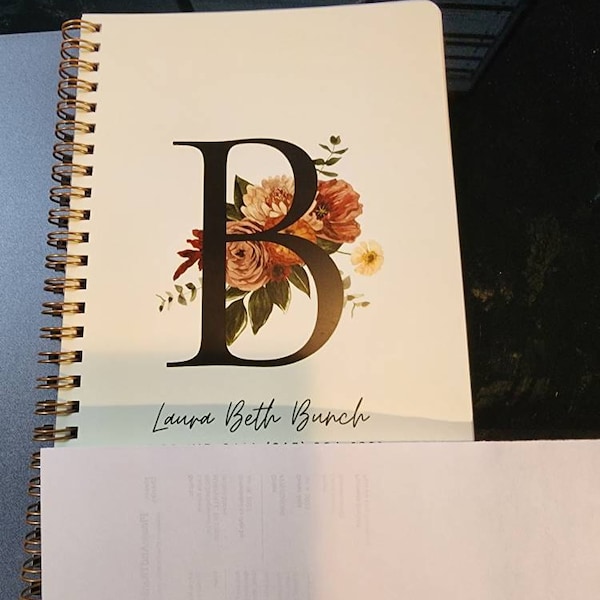 Flower Monogram to Do List Notebook, Personalized Notebook With 100 ...