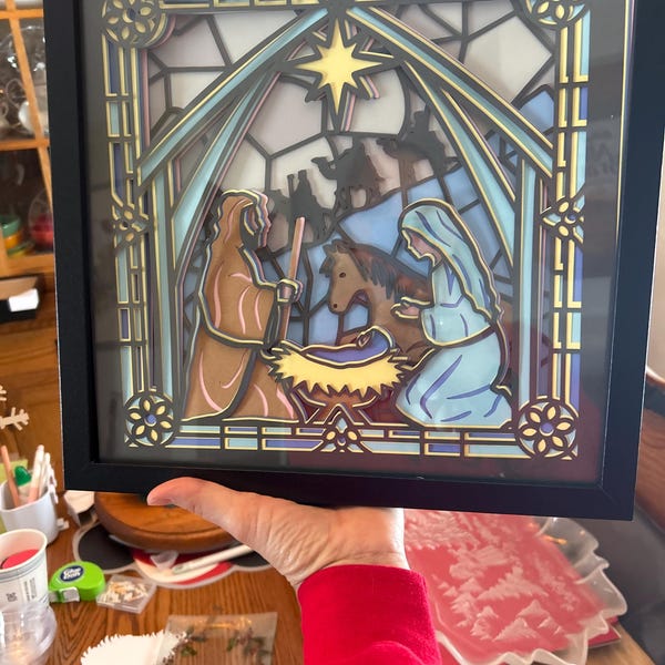 Nativity Stained Glass Shadow Box Svg, Nativity Shadow Box Svg ...