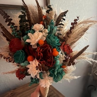 SPICED SEPTEMBER: Rustic Boho / Burnt Orange/ivory/ Wood Flowers ...