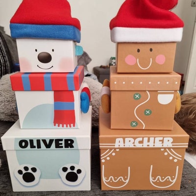 Kids Christmas Eve Box Personalised Customised Stacking Gift Boxes ...
