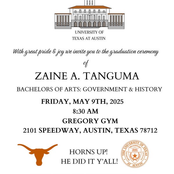 University of Texas Graduation Party Invitation Template, Minimalist ...