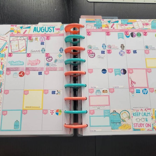 Happy Planner August Monthly Kit, PRINTABLE Back to School Planner ...