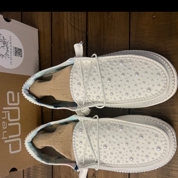 Custom Wedding/pearl Dude Shoes(larger Pearls)-great Custom Gifts ...