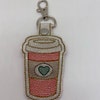 ITH Key Fob Cute Coffee Cup With Heart Snap Tab and Eyelet in the Hoop ...