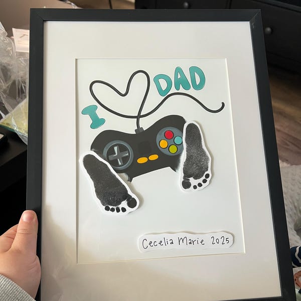 Handprint Art Gift for Gamers | Video Game Footprint Stamp Art | Father ...
