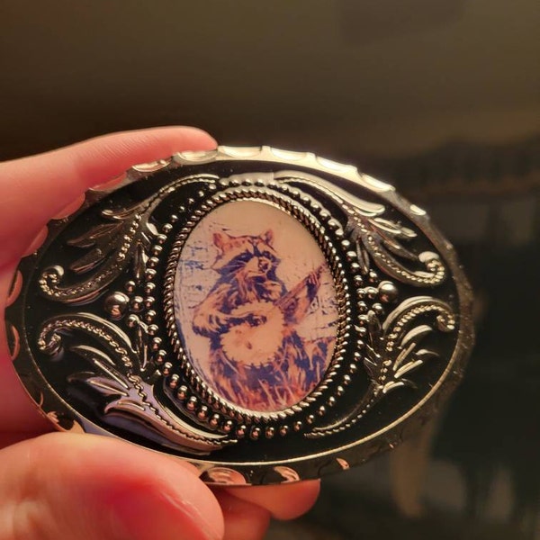 Large Engraved Silver Belt Buckle Navajo Design Engraved Border Western ...