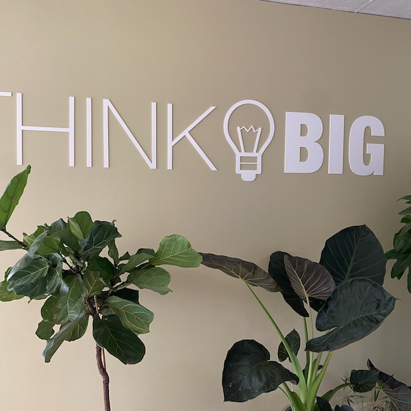 Think Big, Office, Wall, Art, Decor, 3D, PVC, Typography, Inspirational ...