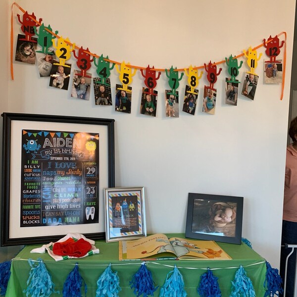 Monster Birthday Chalkboard Sign Little Monsters First Birthday Poster ...