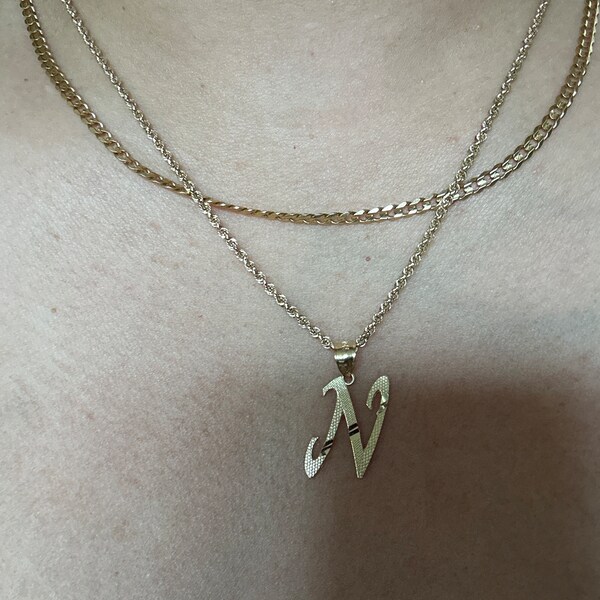 10k Solid Gold Initial Pendant Necklace - Letter Jewelry Gift - Etsy