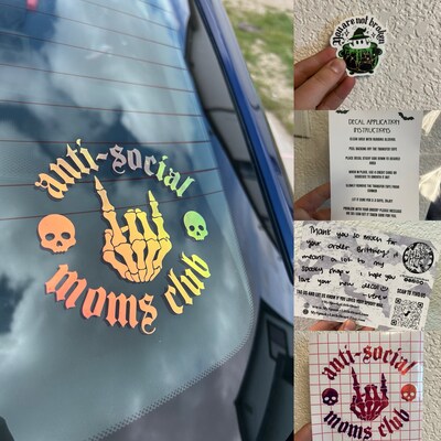 Anti Social, Goth Mom, Skeleton Rock Hand Decal, Spooky Car Accessories ...