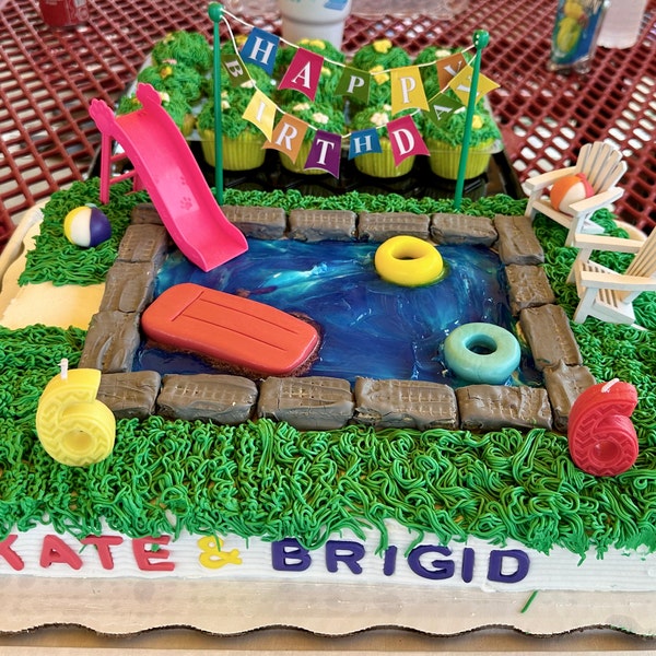 Fondant Pool Party Cake Topper Kit, Handmade Edible Pool Rafts, Beach ...