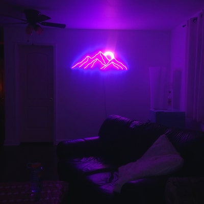 Mountain LED Neon Sign Customize Large Sunset Acrylic Wall Art ...