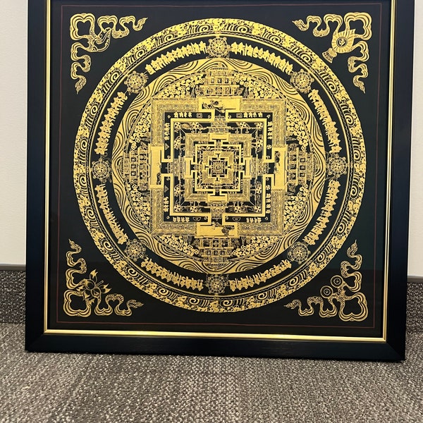 Especial! Mandala Kalachakra Thangka preta e dourada para pintura de ...