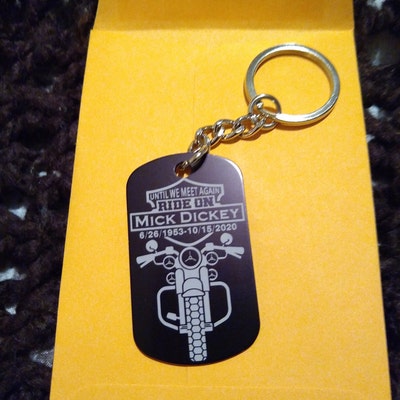Biker Motorcycle RIDE ON Personalized Remembrance Keychain With a Biker ...