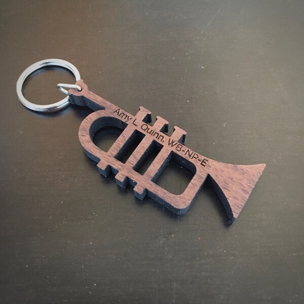 Personalized Trumpet Keychain Walnut / Personal Music Gift - Etsy