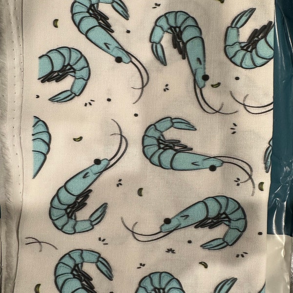 Shrimp Blue Underwater Fabric - Shrimps by Milatoo - Shrimp Blue ...