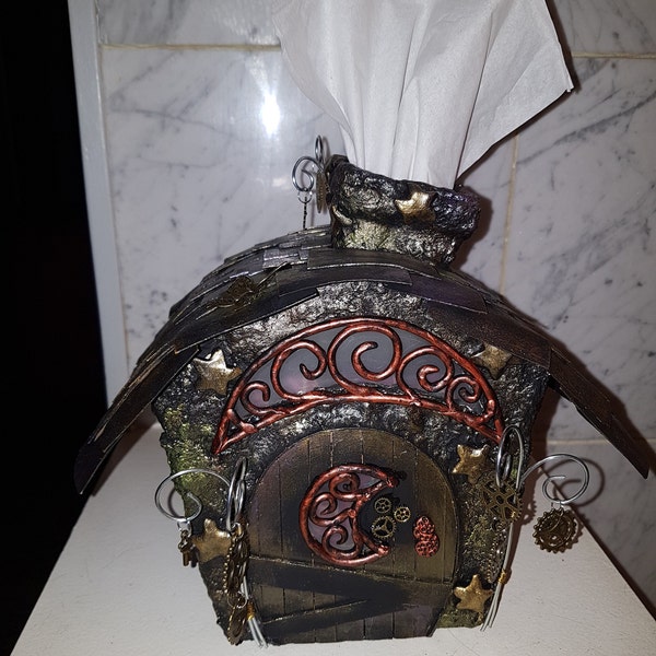 Fairy House Handmade, Square Tissue Box Cover, Pagan Décor, Fairy ...