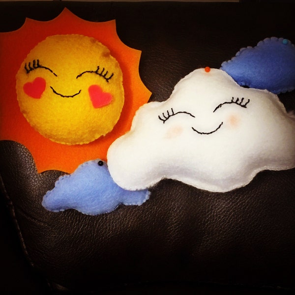 Felt Cloud Ornament Sun and Clouds PDF Pattern Weather Set DIY Nursery ...