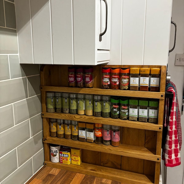 Handmade Wooden Rustic Spice/herb Rack/ Kitchen Storage/spice Shelf ...