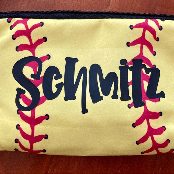 Personalized Softball Cosmetic Bag, Softball Team Bag, Neoprene ...