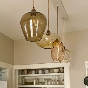Coloured Glass Pendant Lights. Hand Blown Glass Pendants. Kitchen ...